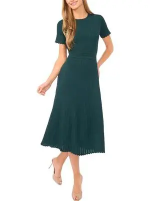Ted Baker London Pointelle Short Sleeve Midi Dress - Midnight Teal