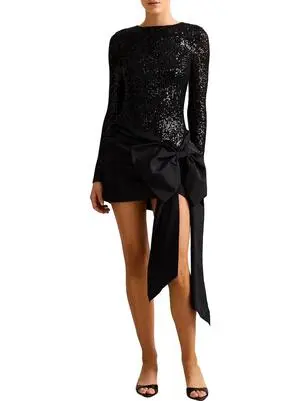 EVER NEW Sequin Bow Mini Dress - Black