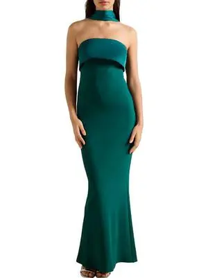 EVER NEW Odelia Strapless Mermaid Gown With Scarf - Emerald Green