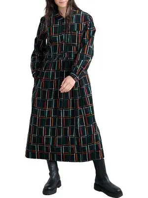SEASALT CORNWALL Rosina Long-sleeve Midi Dress - Rock Check Onyx