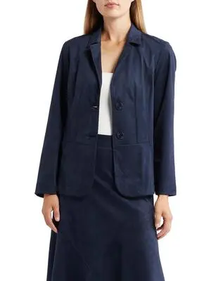 CITY BLUES Faux Suede Two-button Blazer - Midnight