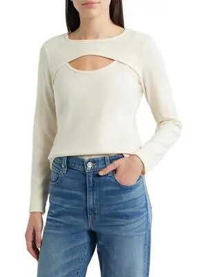 CITY BLUES Cutout Rib Top - Cream