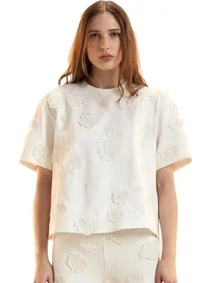 Cynthia Rowley Floral Applique T-shirt - White
