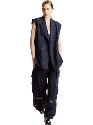 Cynthia Rowley Oversized Double Breasted Vest - Navy