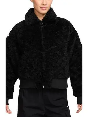 Nike Faux Fur Bomber Jacket - Black/sail