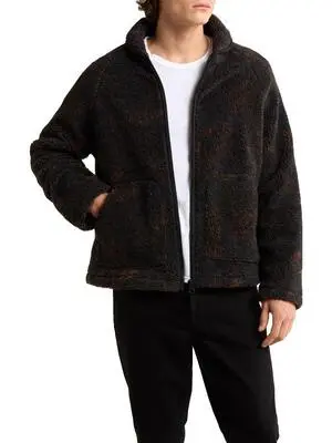WAX LONDON Tate Paisley High Pile Fleece Jacket - Black /brown