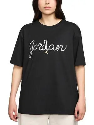 JORDAN Logo Cotton Graphic T-shirt - Black/white