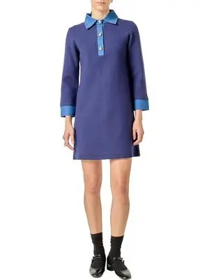 English Factory Mixed Media Knit Dress - Navy