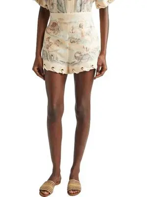Zimmermann Rope Trim Linen Shorts - Treasure Map
