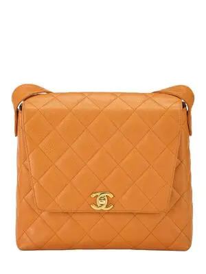 Chanel Quilted Caviar Shoulder Bag - Orange