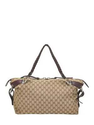 Gucci Original Gg Canvas Bamboo Braided Handbag - Purple
