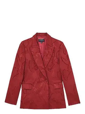 REISS Ottelie Jacquard Double-breasted Blazer - Red
