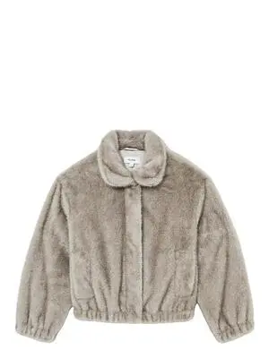 REISS Andee Faux-fur Funnel-neck Jacket - Grey