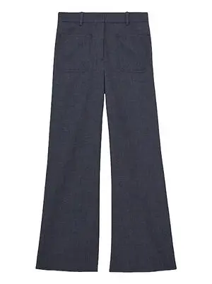 REISS Flared-leg Stretch-flannel Trousers - Blue