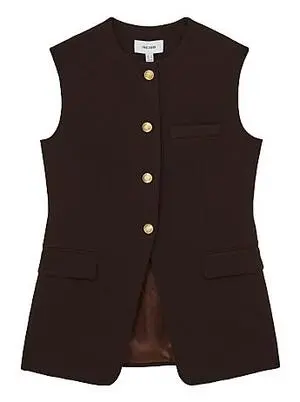 REISS Woven Waistcoat - Chocolate Brown