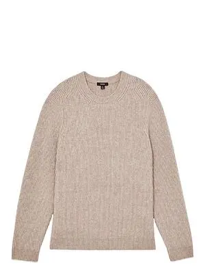 REISS Crewneck Brushed-knit Jumper - Oatmeal Brown