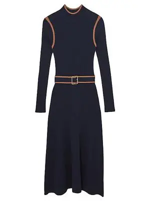 REISS Ella Colour-block Stretch-knit Midi Dress - Navy Camel