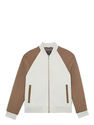 REISS Rylan Zip-up Wool-blend Bomber Jacket - Off White Oatmeal