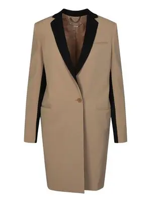 Stella McCartney Colorblock Wool Coat - Tan