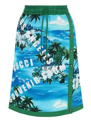 Gucci Printed Knee Length Skirt - Blue