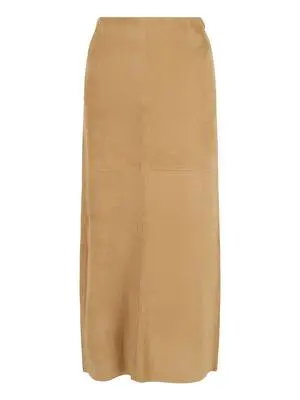 FERRAGAMO Lambskin Leather Pencil Skirt - Tan