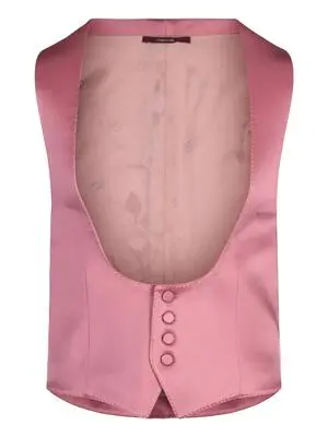 Gucci Satin Button-up Vest - Pink