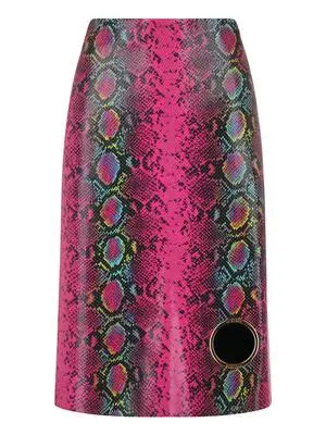 VERSACE Python Print Leather Midi Skirt