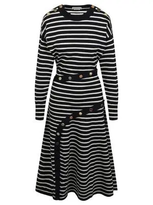 Alexander McQueen Striped Dress With Button Detailing - Blue