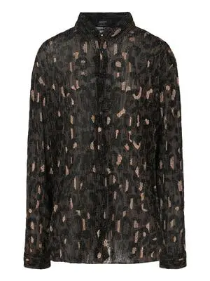 Versace Beaded Animal Patterned Blouse - Black