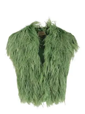 Gucci Ostrich Feather Sleeveless Vest - Green