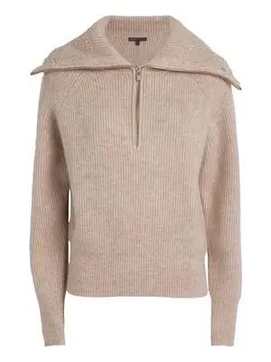 Maje Alpaca-wool Blend Embellished Sweater - Beige