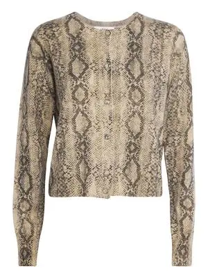 FRAME Cashmere Snakeskin-effect Cardigan - Grey