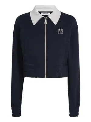 Sandro Cropped Dual-tone Sweatshirt - Blue
