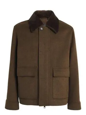 YVES SALOMON Wool-cashmere Jacket With Mink Collar - Brown