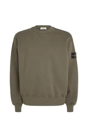 Stone Island Stretch-cotton Compass Logo Sweatshirt - Green