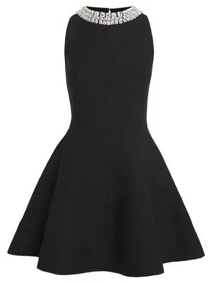 Sandro Embellished Flared Mini Dress - Black