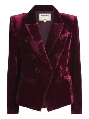 L'AGENCE Marie Velvet Double-Breasted Blazer