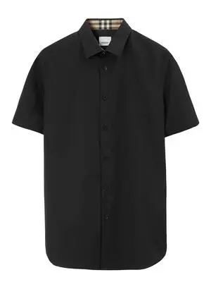 Burberry Stretch Cotton Short-sleeve Shirt - Black