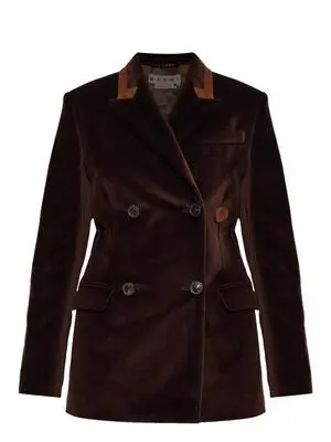 Marni Double-breasted Velvet Blazer - Brown