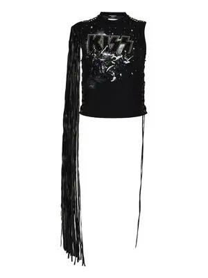 Dsquared2 X Kiss Cropped Top With Fringe - Black