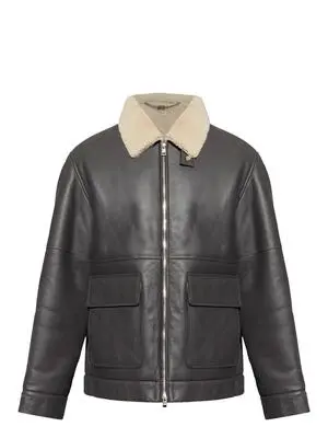 Maison Kitsuné Leather Jacket - Brown
