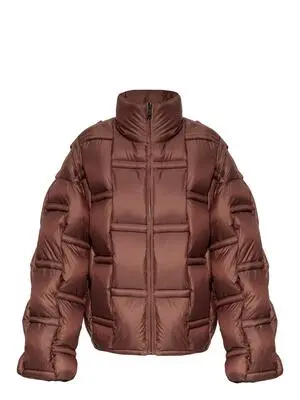 RAXXY Quilted Cropped Down Jacket - Brown