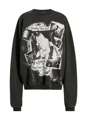 Dolce & Gabbana Cotton Crew Neck Sweatshirt With Print - Black