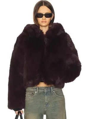 Free People Louder Please Faux Fur Jacket - Grape