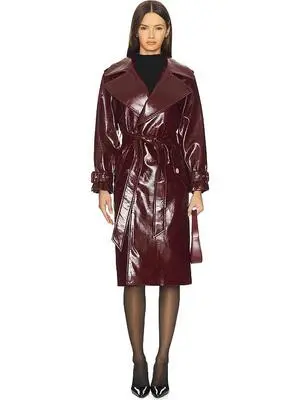 Alice + Olivia Nevada Vegan Leather Trench Coat - Oxblood