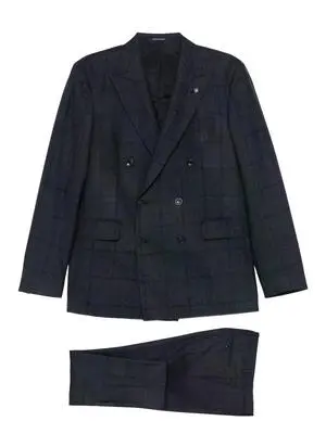 Tagliatore Checked Double-breasted Suit - Blue