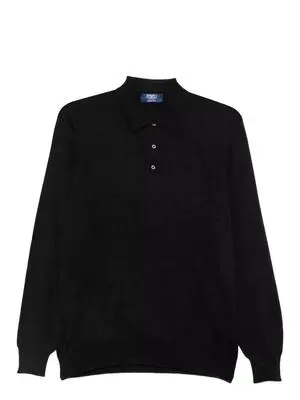 Fedeli Fine-knit Polo Jumper - Black