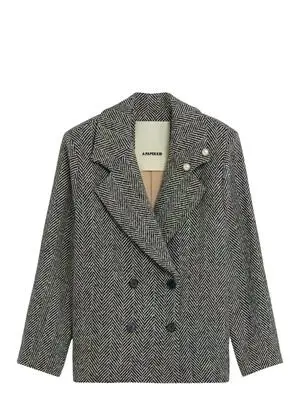 A PAPER KID Herringbone Double-breasted Jacket - Grey