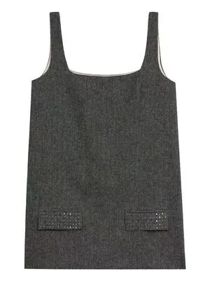 A PAPER KID Square Neck Pocket Dress - Grey