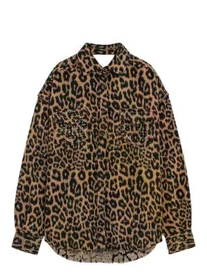 A PAPER KID Leopard Embellished Shirt - Brown